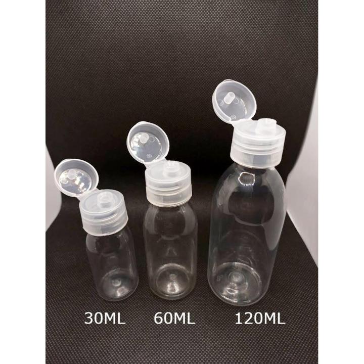 Pack of 3 Empty Plastic Bottles Push Transparent Flip Top Bottle 30ml ...