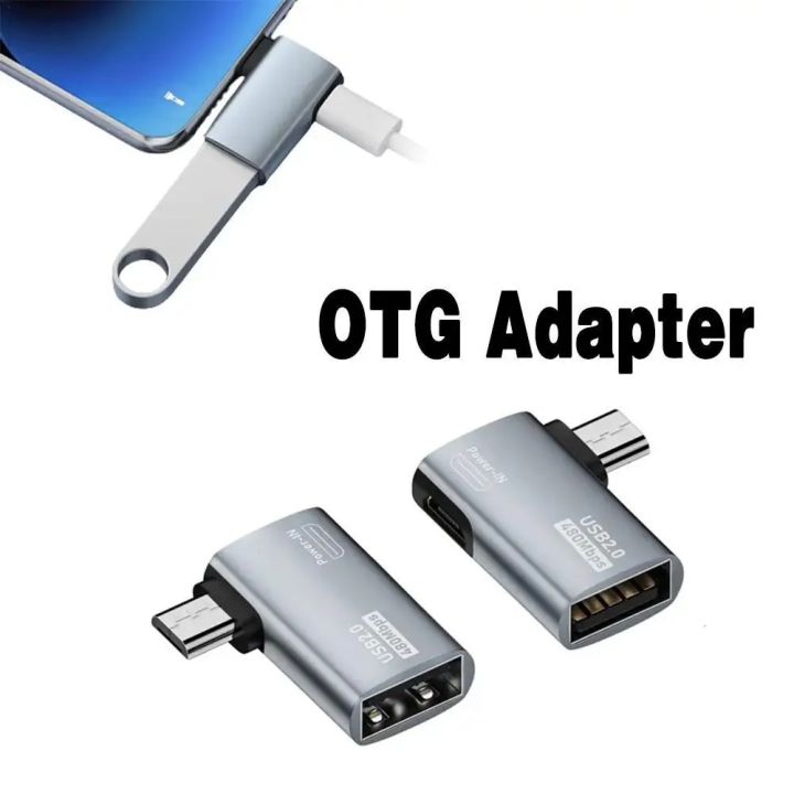 OTG Cable Adapter 4K 90 Degree Left / Right Angle Powered Micro USB To ...