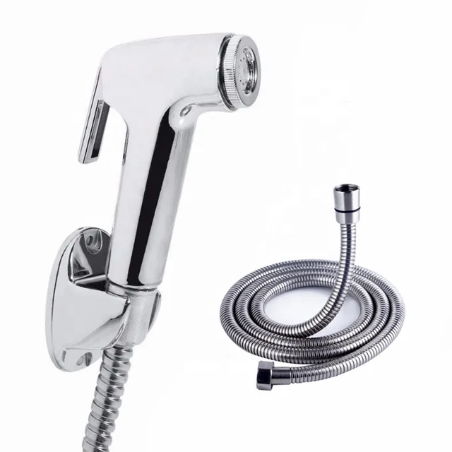 Muslim Toilet Shower Set A.B.S Plastic Chrome with 100cm Chain & Holder ...
