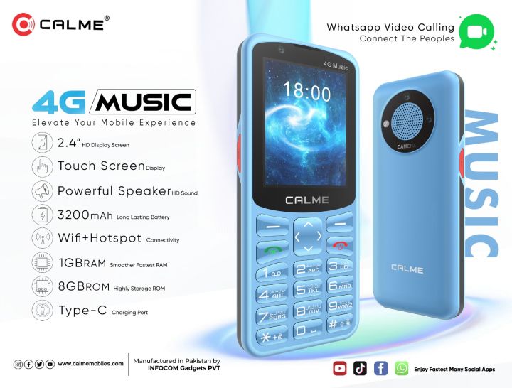 Best Price! Calme 4G Music - Dual Sim 4G - PTA Approved - 2.4 Inch ...