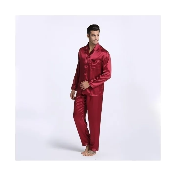 Maroon Modern Style Silk Pajamas Set SD-08 | Daraz.pk