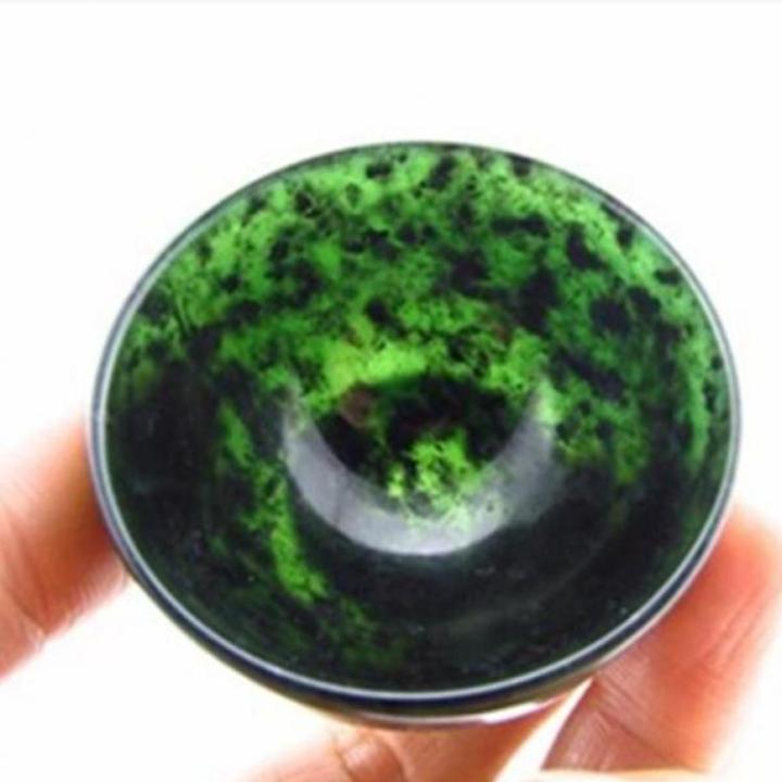 RKcode 30*50mm Natural Green Jade Teacup Magnetic Stone Health Gongfu ...