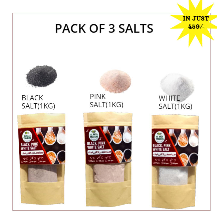 PACK OF 3 Salts | Black Pink White salt | AL-RAZA Traders 5 | Each ...