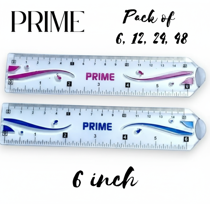 Prime 6 Inch / 15 cm Plastic Ruler | Clear Markings Measuring Scale ...