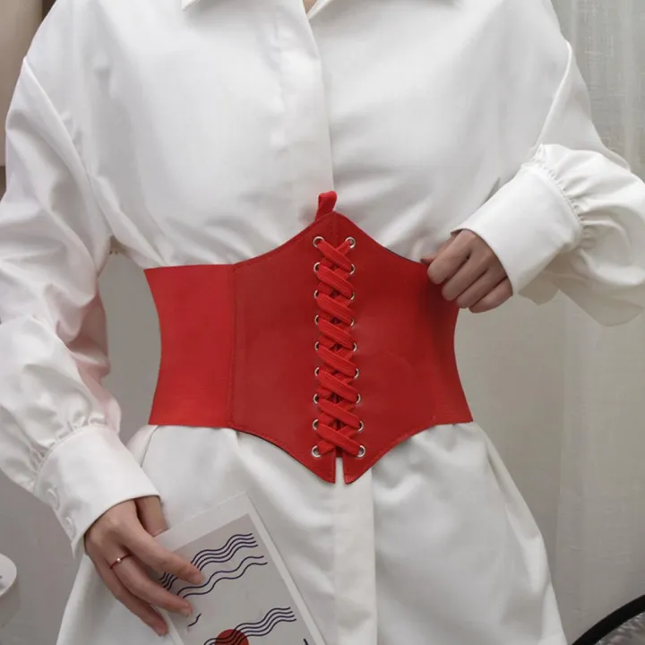 Body Belt Solid Color Body Waistband Imitation Wide Corset Belt | Daraz.pk