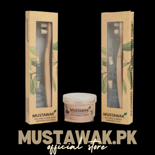 Mustawak Miswak Kit 2 Miswak Brushes and 1 Miswak Clove Powder 100 ...