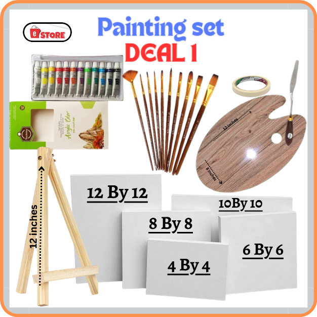 Complete Painting Set With Canvas Board | Daraz.pk