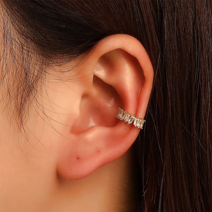 Europe and America ins Wind Copper Inlaid Zircon Ear Clip without ...