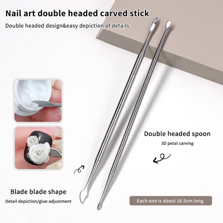 Metal Double-headed Nail Carving Rod Extension Glue Removal Stick Gel ...