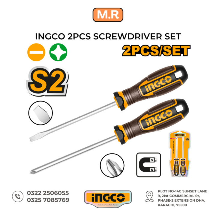 INGCO Set of 2pcs S2 Magnetic Philips/Palette Screwdriver HKSDS0228 ...