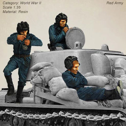 Resin Soldiers 1 to 35 World War II Soviet Soldiers Resting 3-Person ...