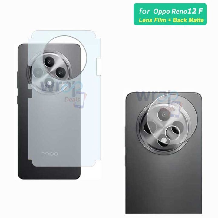 Pack of 2 Oppo Reno 12F Back Matte Protector + Camera Lens Protector ...
