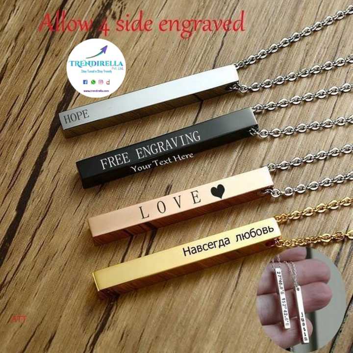 Customized Engraved 3D Golden Plated Bar Locket in Multi And 4 more ...