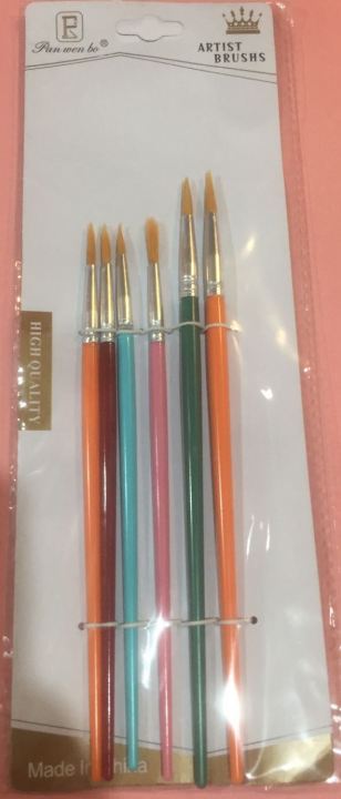 Artistic Paint Brush / Round Brush / Imported Paint Brush (6 Pcs Set ...
