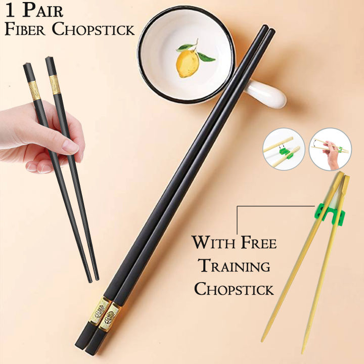 1 Pair, Reusable Chinese Fiber Chopsticks With Chopstick Free Helper ...