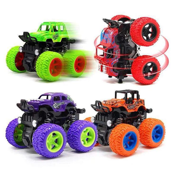 Push and Go Toy 4 Wheel Friction Powered Mini Rock Monster Truck/Car ...