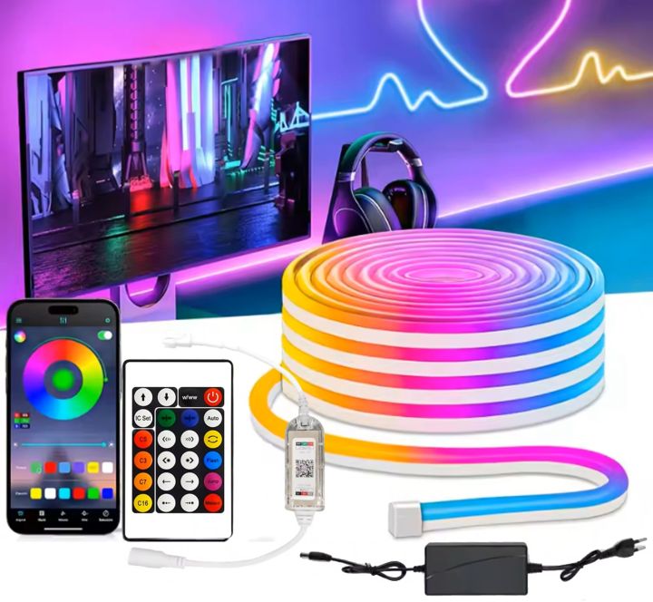 RGB IC Neon LED Strip Light 12V | Music Sync | App Control | Neon RGB ...