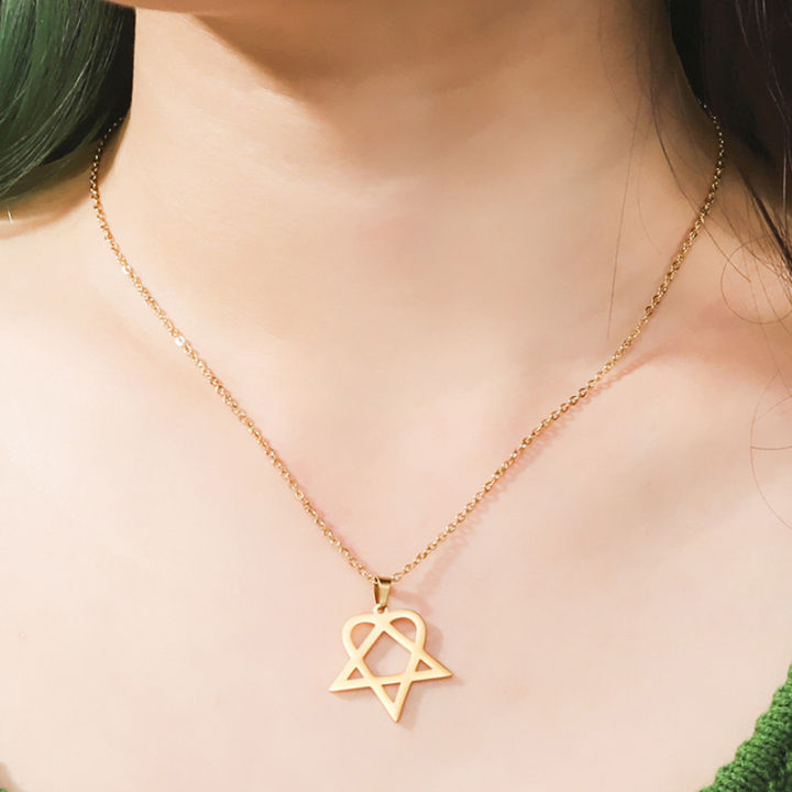 Classic simple Heartagram Star Heart Pendant Necklace | Daraz.pk