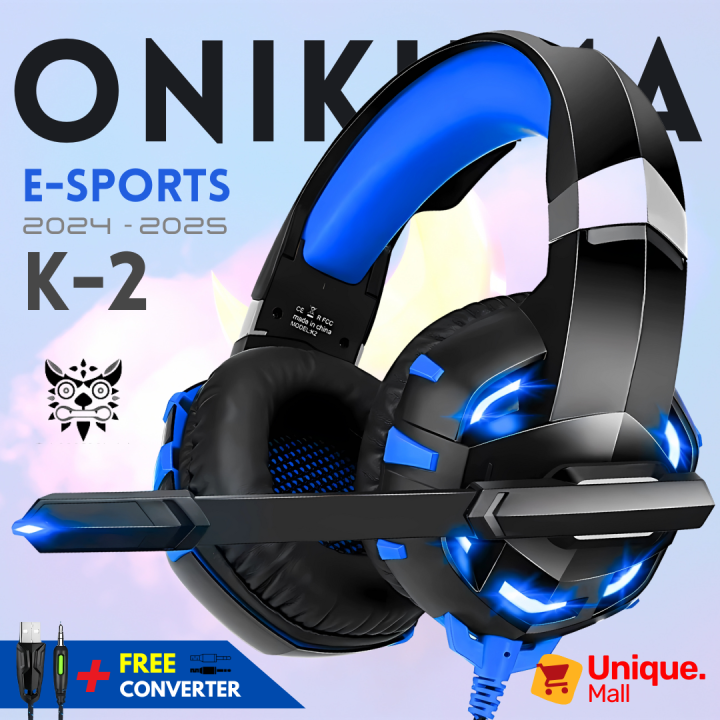 Wired Gaming Headset with 3D Surround Sound Noise Canceling Mic Red LED ...