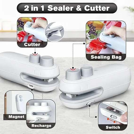 New Arrival Portable 2 in 1 Sealer and Cutter Rechargeable Sealing ...