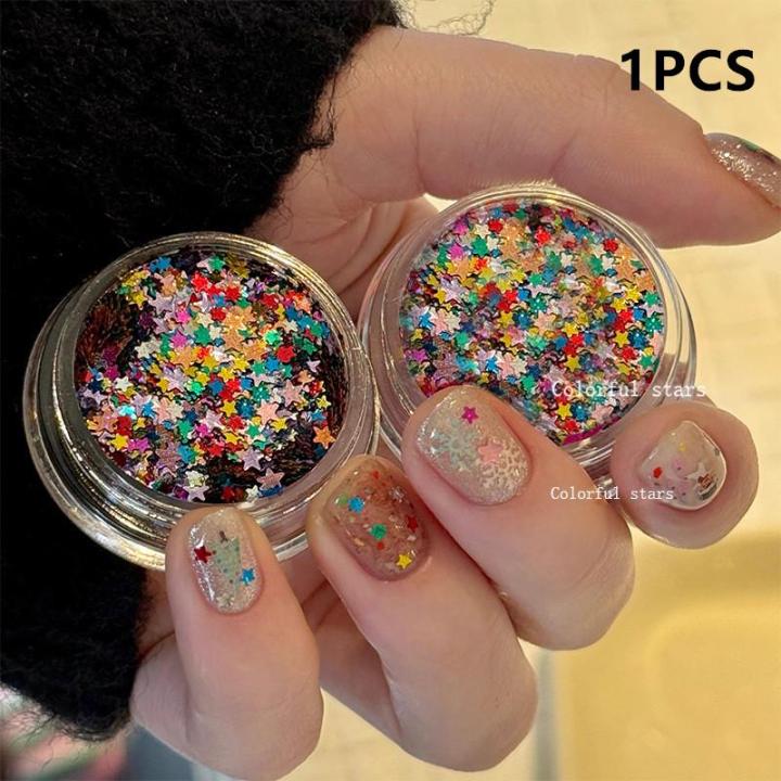 1Jar Mini Sparkling Star Nail Glitter Sparkling Pentagram Nail ...
