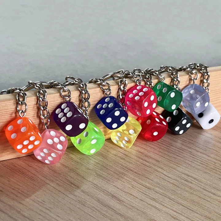 Cute Keychains Charms Acrylic Dice Keyrings For Car Key Men Women ...
