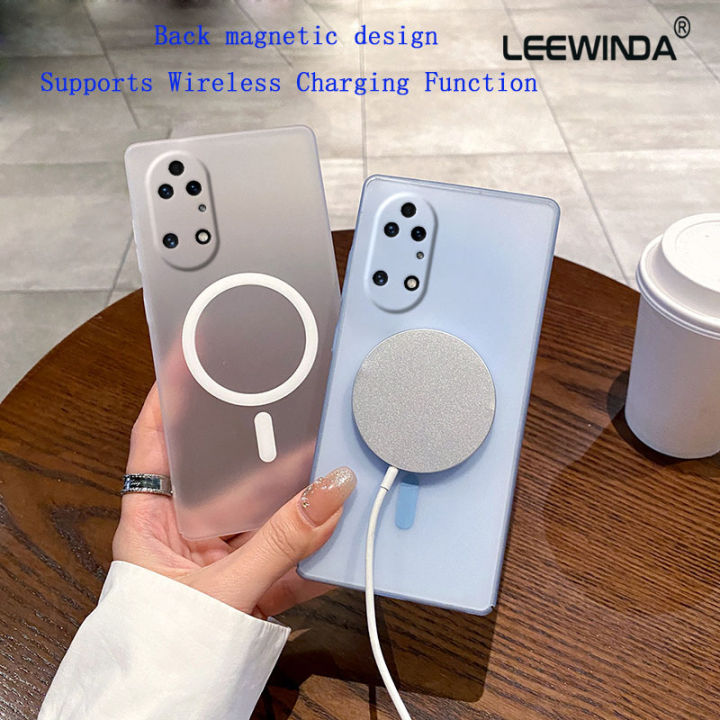 For Huawei P50 Phone Case，Ice Mist Magnetic Attraction PC Shell Back ...