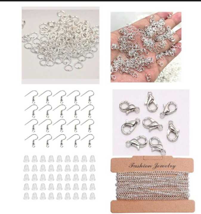 Silver Jewelry Making Kit: Includes Jump Rings, Clasps, Hooks, Earring ...
