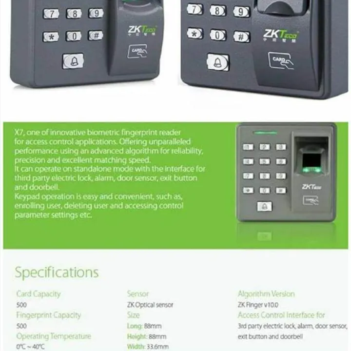Zkteco X6 High-Quality Fingerprint Access Control System with Keypad ...
