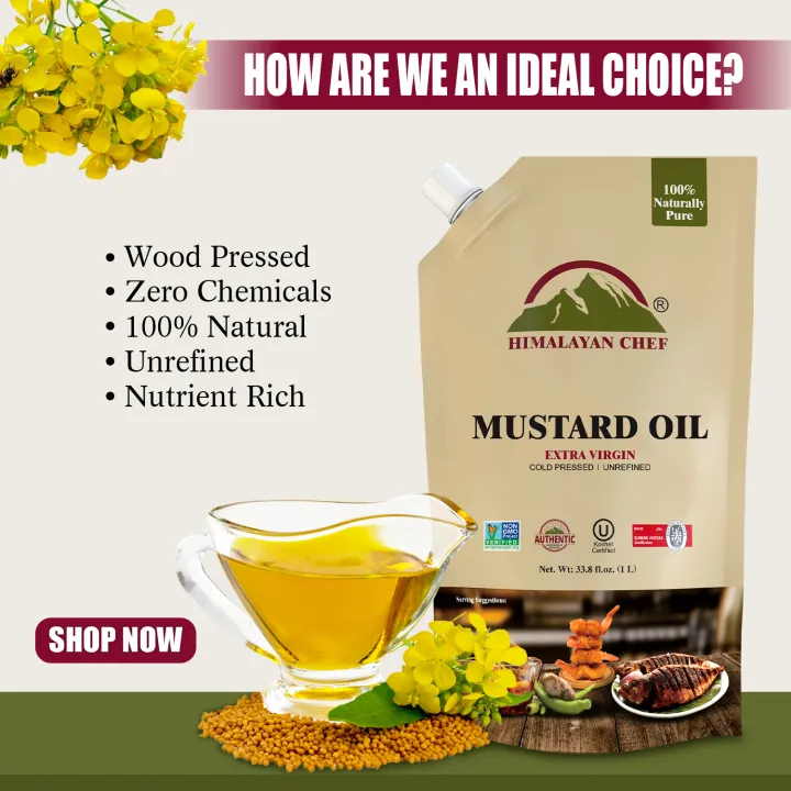 100% Pure Extra Virgin Cold-Pressed Himalayan Chef Mustard Oil 1x5L ...