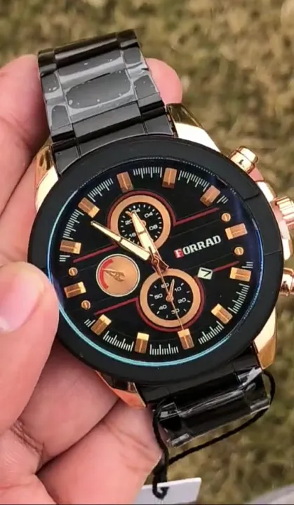 Forrad c83 luxury quartz black colour stainless steel business wrist ...