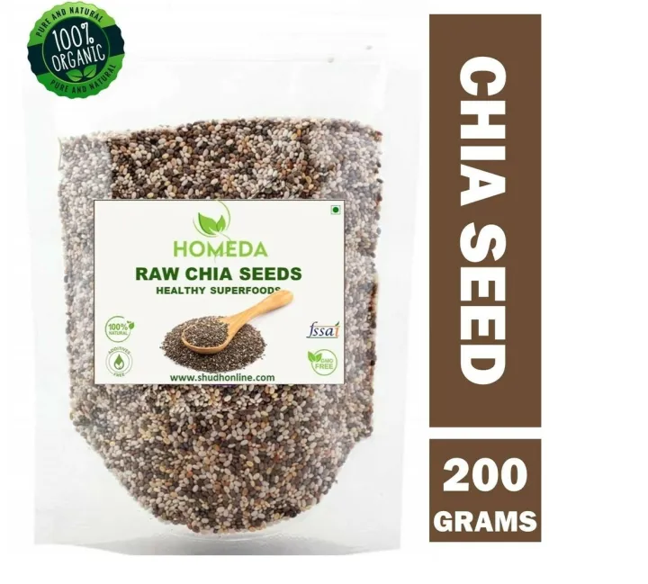 PURE Organic Chia Seeds - 200 gm for Weight Loss | Premium, Raw ...