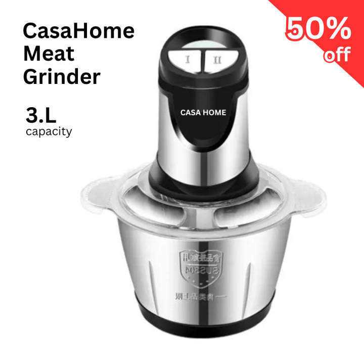 CasaHome Stainless Steel 3 Liter Capacity Electric Meat Grinder 2 Speeds Electric Meat Chopper ...