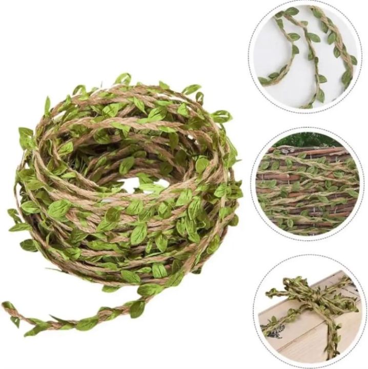 2 Meters Artificial Leaf Garland/Ribbon, Natural Wall Hanging Jute Vine ...