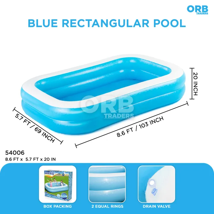 8.5 Feet Swimming Pool For Kids Rectangle Bestway 8 foot Inflatable ...