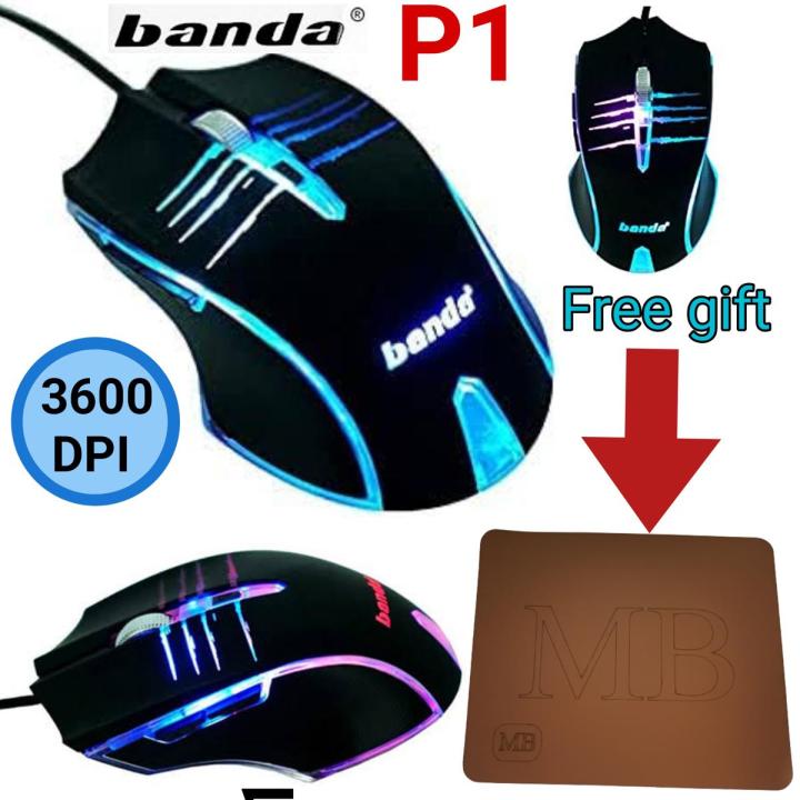 Banda P1 USB Wired Original Gaming multicolor lights Ergonomic mouse 6D ...