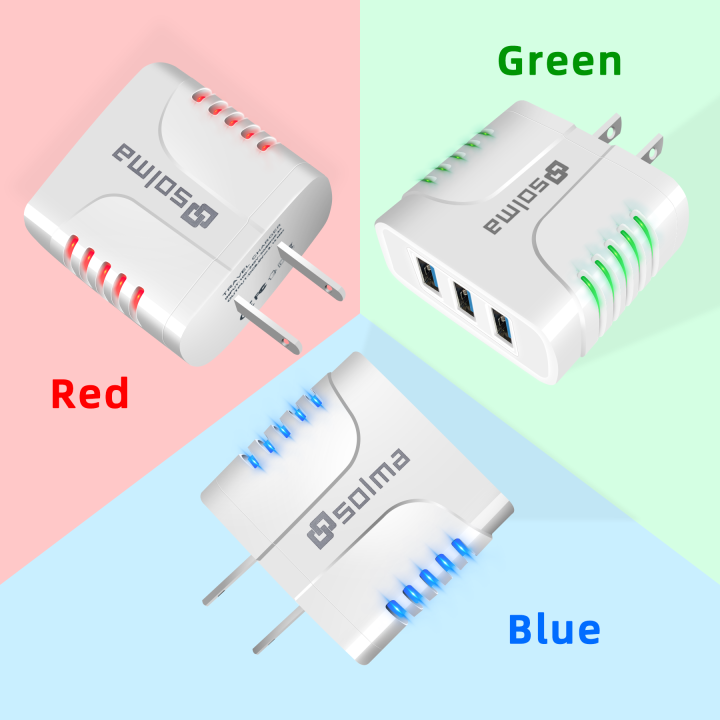 New US Standard LED Charge 3 Ports USB Plug for Mobile Phone Travel ...
