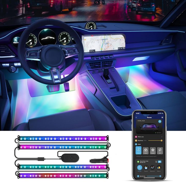 Go-vee Car LED Lights, Smart Car Interior Lights with App Control, RGB ...