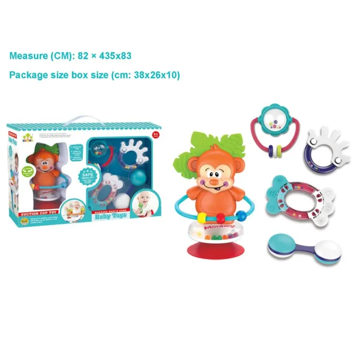 Baby Rattle Set Cute Soothing Toy With Suction Cup Puzzle Enlighten 1 ...