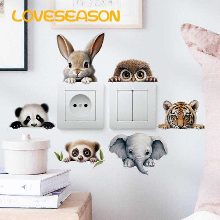 Waterproof Switch Sticker Adorable Cartoon Animal Wall Switch Sticker ...