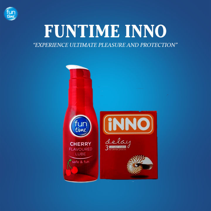 Funtime INNO Bundle INNO Delay and Dotted Condoms 3's and Strawberry ...