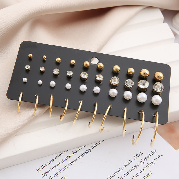 20 Pairs Women's Earrings Set Pearl Earrings For Women Bohemian Fashion ...