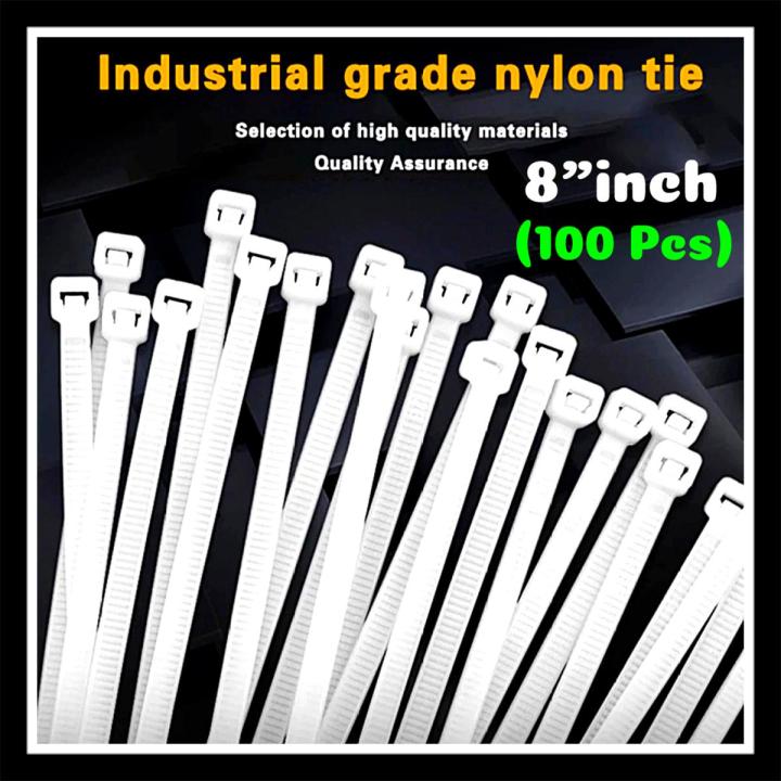 8" inch Best Quality Nylon Cable Tie 100 Pcs Plastic Self Lock Tie Zip ...