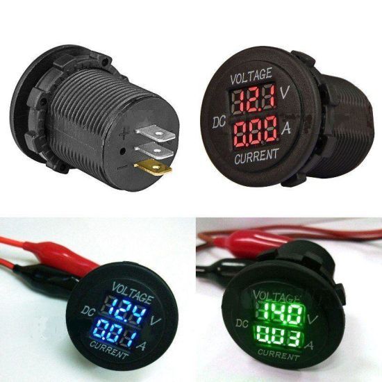 Round LED Dual Display AC Amp Volt Ampermeter Voltmeter Ammeter Digital Voltage Current Ampere ...