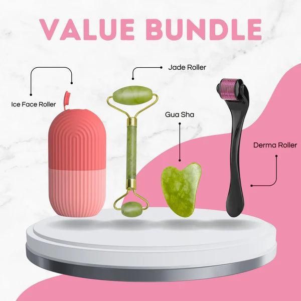 3 Pcs Combo Pack Jade Roller + Ice Roller + Derma Roller | Facial ...