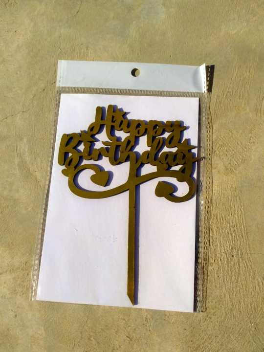 Happy Birthday Golden Cake topper (Pack of 1) | Daraz.pk
