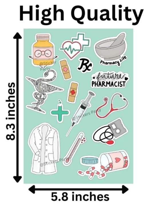 Pharmacist Pharmacy Uncut Sticker Sheet A5 Size (8.3x5.8 inches) for ...