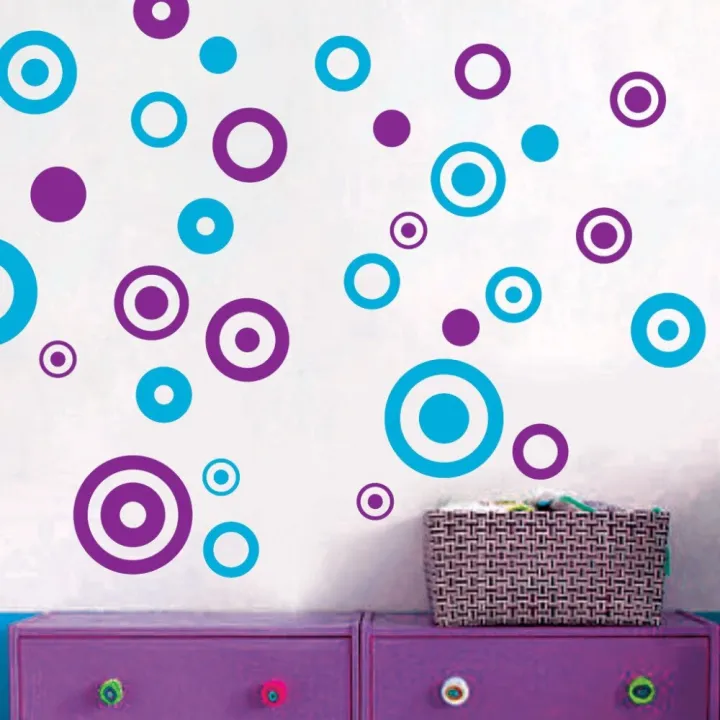 size- 4 x 2 feet - Rings circle, and Dots aesthetic self adhesive wall ...