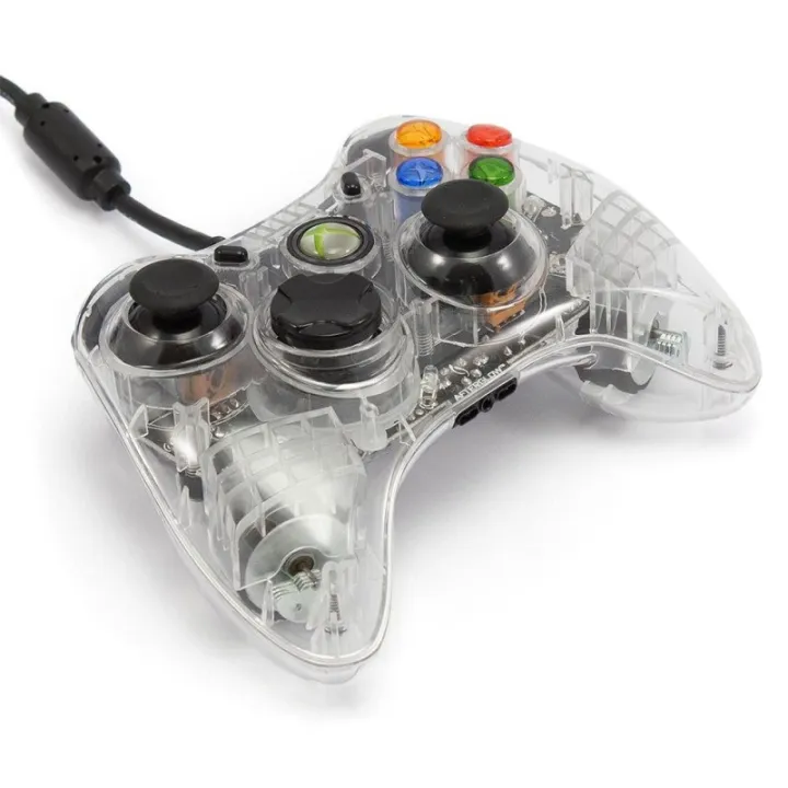 Xbox 360 Wired Controller – Transparent White Edition Gaming Controller for Windows PC & Xbox ...