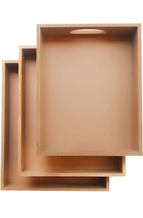 eFurniture Wooden Handcrafted Serving Tray for Craft Set of 3 ...